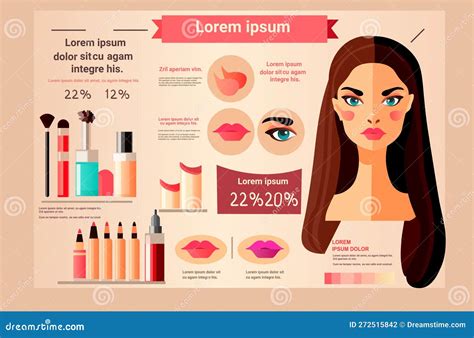 Beauty Woman With Perfect Makeup Beautiful Professional Make Up Salon Products Infographic Make