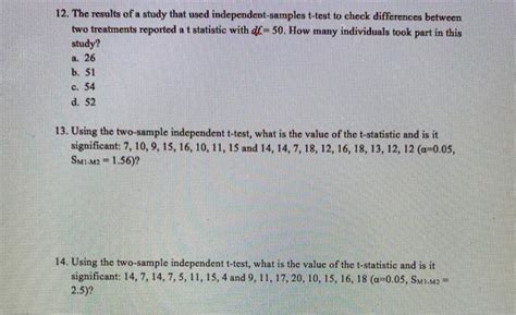 Solved The Single Sample T Test A Compares A Sample Chegg