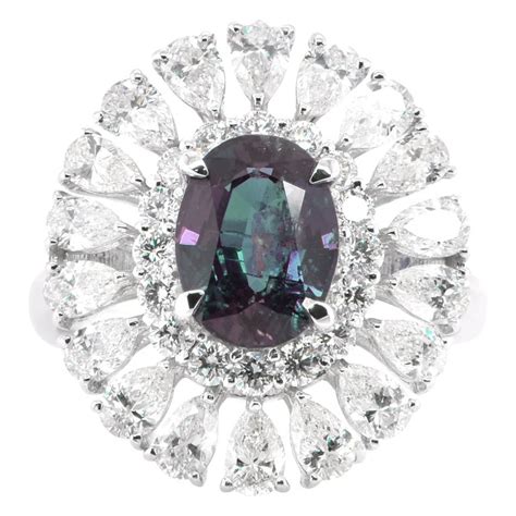 239 Carat Natural Brazilian Alexandrite And Diamond Ring Set In Platinum For Sale At 1stdibs