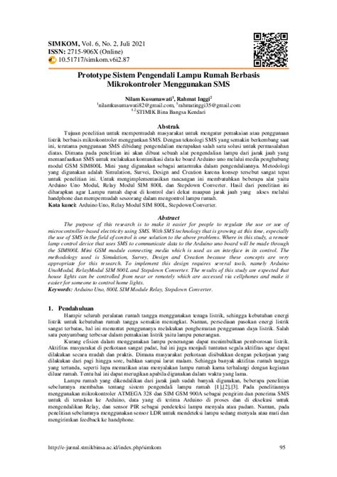 Pdf Prototype Sistem Pengendali Lampu Rumah Berbasis Mikrokontroler Menggunakan Sms