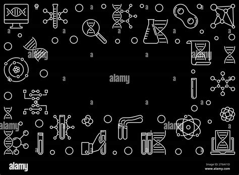 Vector Dna Test Concept Horizontal White Illustration Or Frame In Outline Style On Black