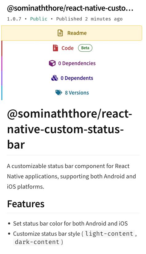 Reactnative Mobiledevelopment Opensource Javascript Npm Statusbar Sominath Thore 16