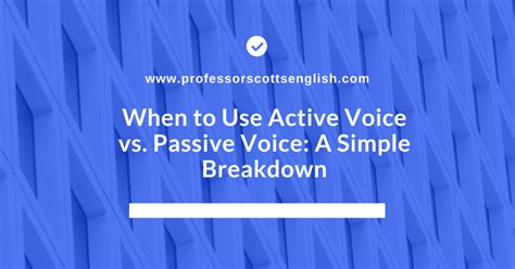 When To Use Active Voice Vs Passive Voice A Simple Breakdown Professor Scott S English