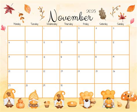 November Cute Calendar Printable Calendars At A Glance