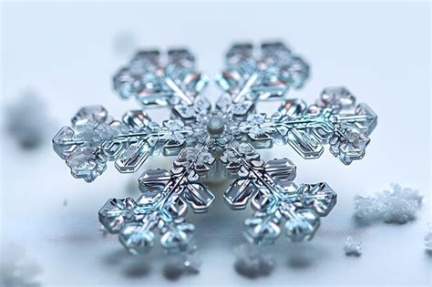 A Macro Shot Snow Flake Premium Ai Generated Image