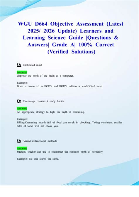 Wgu D664 Objective Assessment Latest 2025 2026 Update Learners And Learning Science Guide