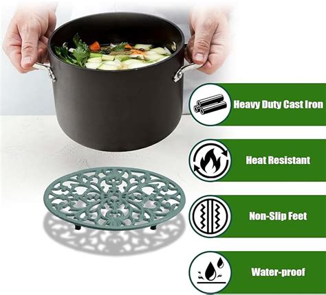 2 Pack Cast Iron Trivets Decorative Oval Trivet 96″x73″ Heat