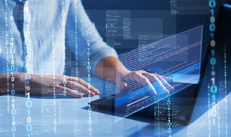 Programmer Working On Javascript Computer Code With Virtual Screen Programming Code Technology