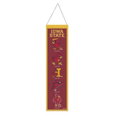 Iowa State Cyclones Ncaa Heritage Banner Embroidered Wool 8 X 32 Ebay