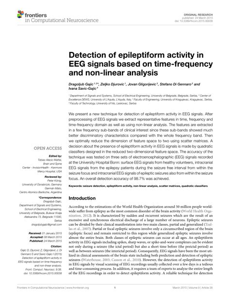 Pdf Detection Of Epileptiform Activity In Eeg Signals Based On Time