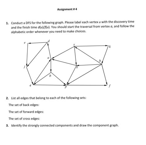 assignment 4 conduct dfs following graph please label vertex u