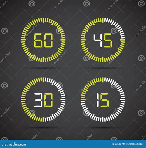 20 Second Timer Clock 20 Sec Stopwatch Icon Countdown Time Digital Stop Chronometer Vector