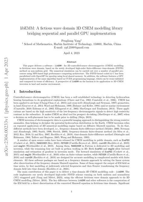 Pdf Libemm A Fictious Wave Domain 3d Csem Modelling Library Bridging Sequential And Parallel