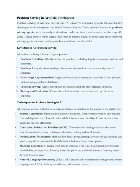 Ai Problem Solving Techniques Explained Pdf Artificial Intelligence