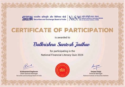 Certificationachievement Professionalgrowth Nationalinstituteofsecuritiesmarkets Balkrishna