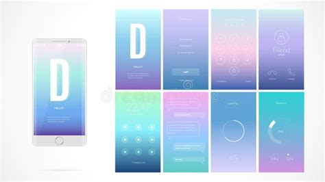 Modern Ui Screen Design For Mobile App With Web Icons Stock Vector Illustration Of Pastel
