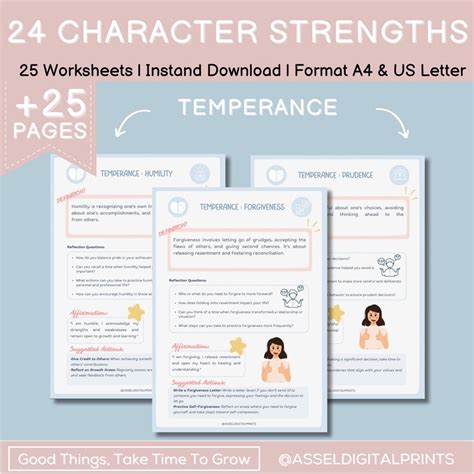 Character Strengths Worksheet Bundle Teen Mental Health Pdf Etsy