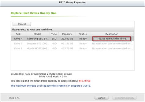 how can i expand the storage pool static volume by replacing the disks
