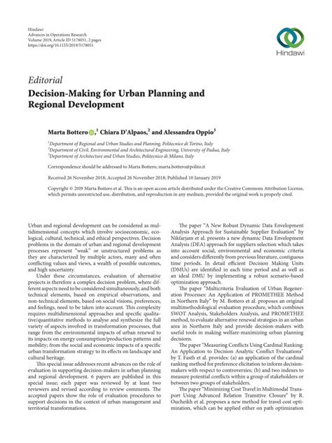Pdf Decision Making For Urban Planning And Regional Developmentepaper Multiobjective