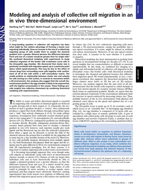 Pdf Modeling And Analysis Of Collective Cell Migration In An In Vivo