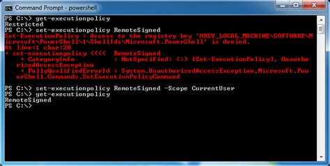 mile high dba powershell executionpolicy access denied to the registry key