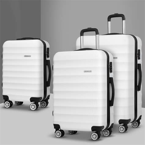 Wanderlite 3 Piece White Luggage Set Tsa Spinner Kouwi