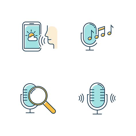 Blue Sound Request Color Icons Set Voice Control System Idea Speech