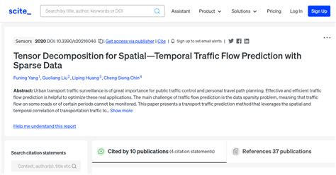 Tensor Decomposition For Spatial—temporal Traffic Flow Prediction With Sparse Data Scite Report