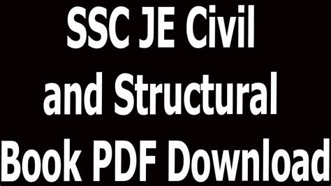 Ssc Je Civil And Structural Book Pdf Download
