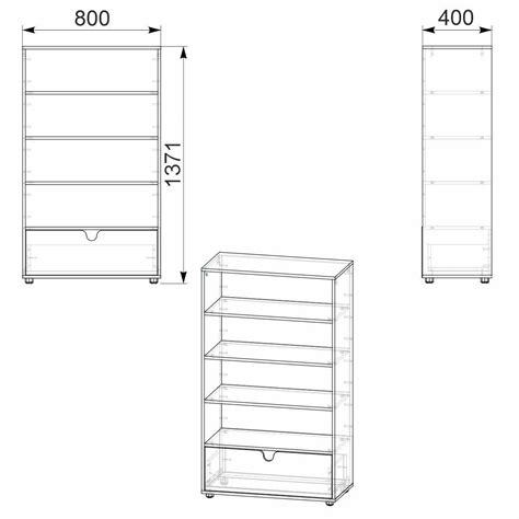 ᐉ Шафа книжкова Компаніт МГ 7 Тумба 2 з ящиком та зовнішньою полицею 80х40х137 см Горіх еко