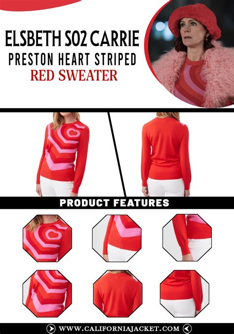 Elsbeth S02 Carrie Preston Heart Striped Red Sweater Save 20