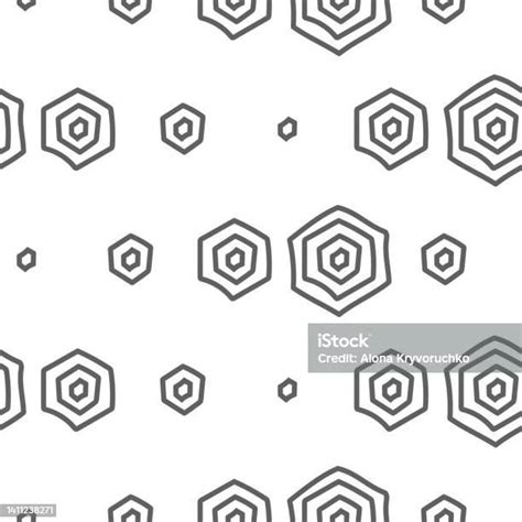 벡터 윤곽선 육각형의 질감 흑백 흑백 회색 기하학적 이음새가 없는 패턴 모자이크 추상적 배경 육각형 반복 손으로 그린 기하학적