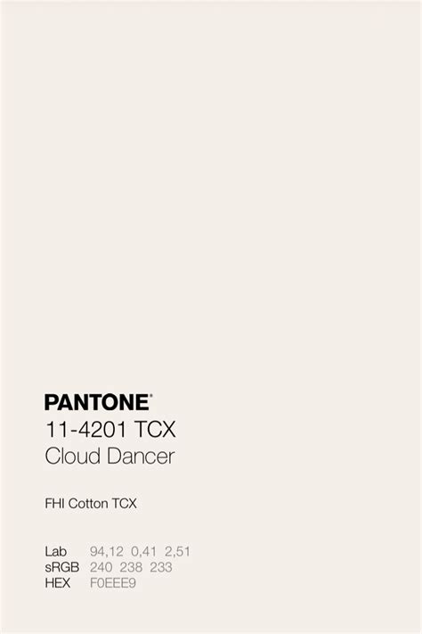 Pantone 11 4201 Tcx Cloud Dancer Free Color Palette Download