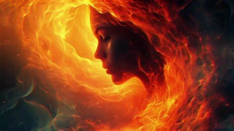 Fiery Woman Silhouette Abstract Passion Flames 38598842 Stock Video At