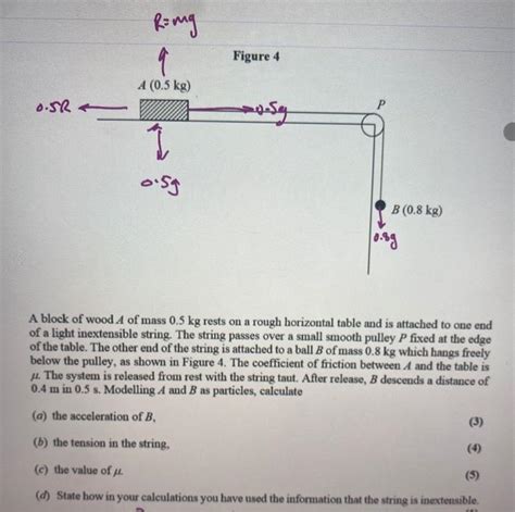 solved a block of wood a of mass 0 5 kg rests on a rough
