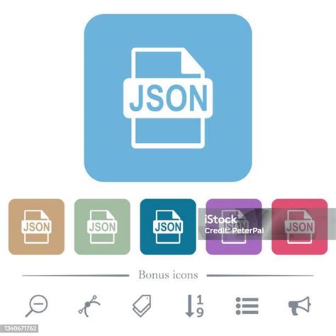 色の丸みを帯びた正方形の背景のjsonファイル形式フラットアイコン javascriptのベクターアート素材や画像を多数ご用意