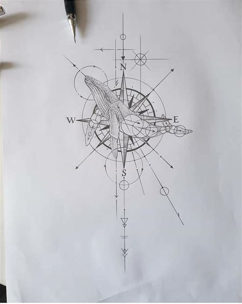 수원타투 타투이스트 나루 오랫만에 작업물 올리네요 고래나침반 기하학타투 작업입니다 남자분 팔하박에