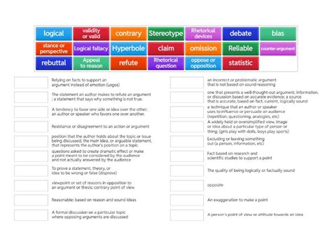Argumentative Vocabulary Match Up