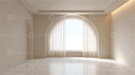 Minimalista Interior Con Arco Ventana Y Neutral Paleta Para