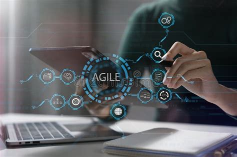 Agile Development Methodology Concept Business Hand Using Laptop