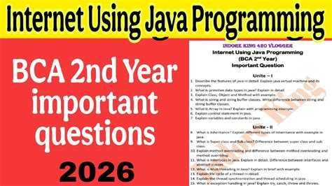 Internet Using Java Programming Important Questions Bca 2nd Year Imp