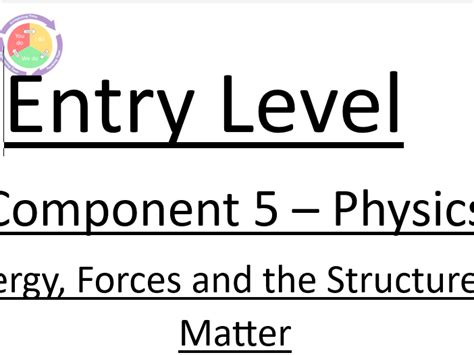 Entry Level Aqa Science Component 5 Physics Energy Forces And Structure Of Matter Teaching