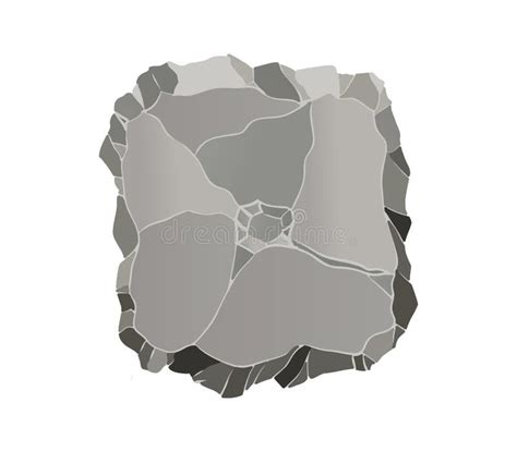 Stone Game Element Cartoon Rock Ui Element For Game Design Isolated On White Stock Vector