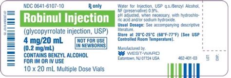 Robinul Injection Package Insert Prescribing Information