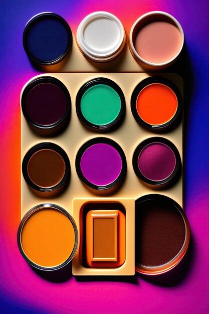 Premium Ai Image Makeup Products Set On Dark Background Colorful