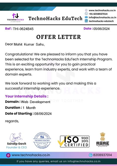 Mohit Kumar Sahu On Linkedin Web Internship