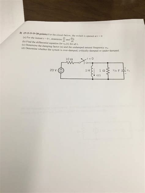 Solved 555520 Points For The Circuit Below The Switch
