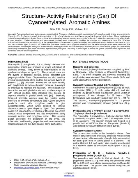Pdf Structure Activity Relationship Sar Of Cyanoethylated Aromatic