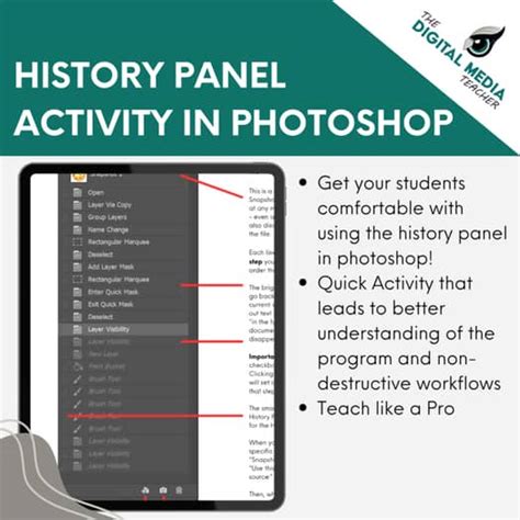 Photoshop History Panel Lesson And Activities For Non Destructive Editing