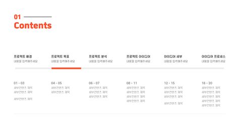 깔끔한 프로젝트 기획서 무료 Ppt 템플릿 목차 프레젠테이션 레이아웃 책자 레이아웃 템플릿